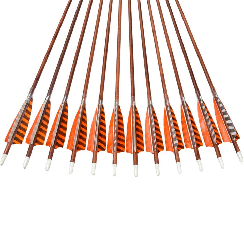 30 inch Archery Carbon Arrows SP400 Wooden Skin Shaft Handmade Natural ...