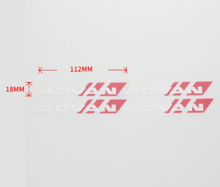4 x Advan Yokohama Wheel Decal Sticker White & Red RG2 RC4 RG4 D2 TC4 ...