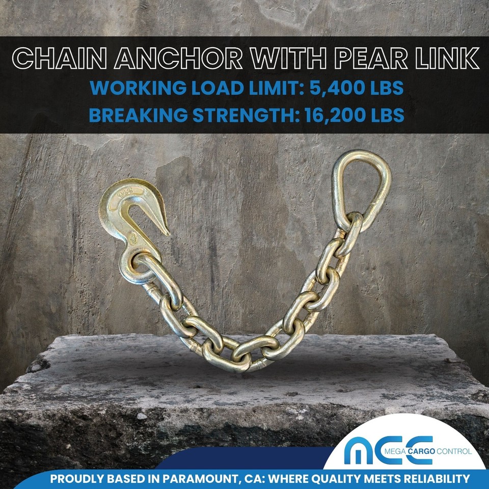 4 Pack 3/8" x 18.5" Grade 70 Chain Extension with Forged Grab Hook and ...
