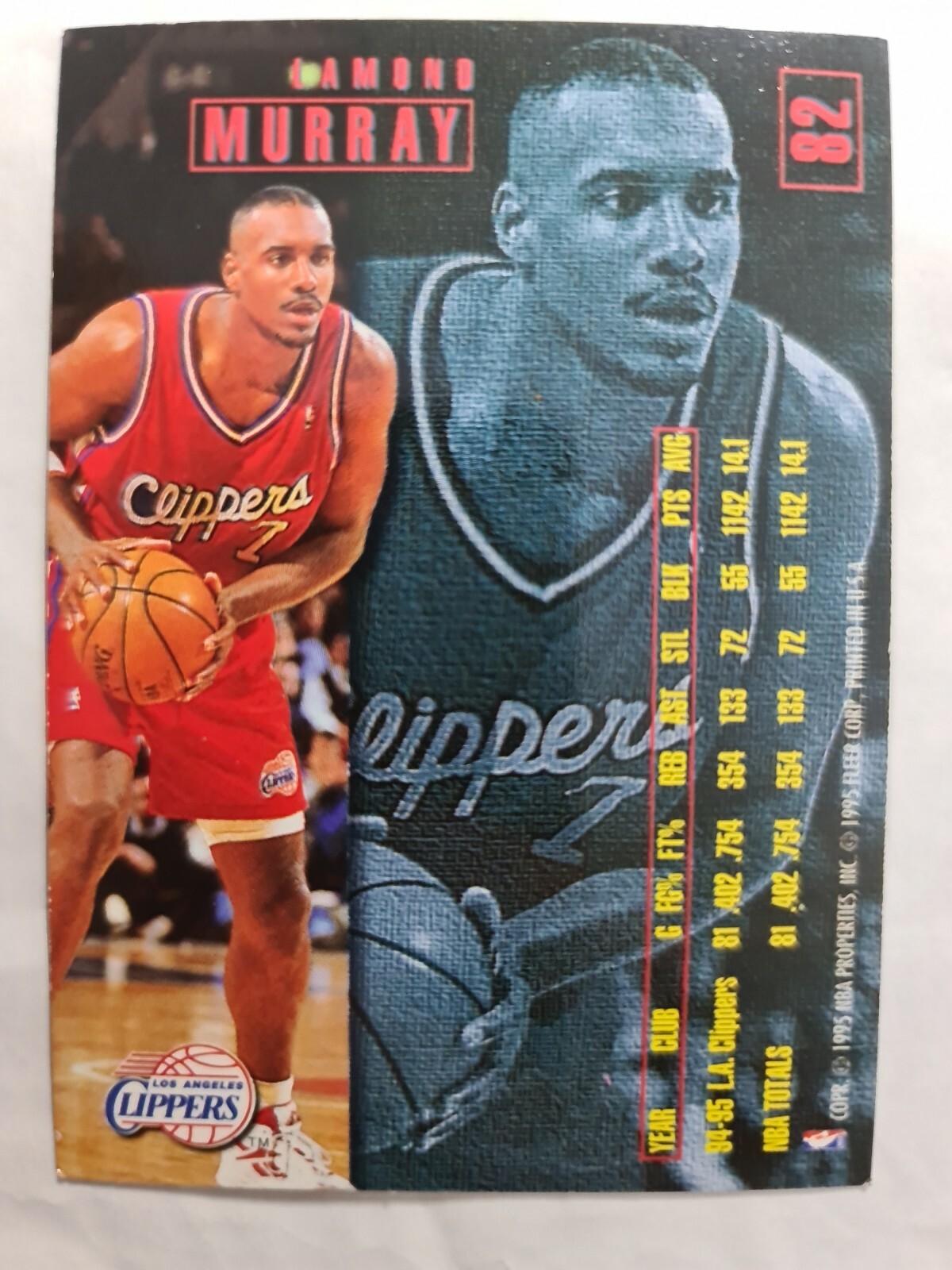 Carte Fleer Collection Basketball 🏀 1995 1996 Clippers #82 Lamond Murray | eBay