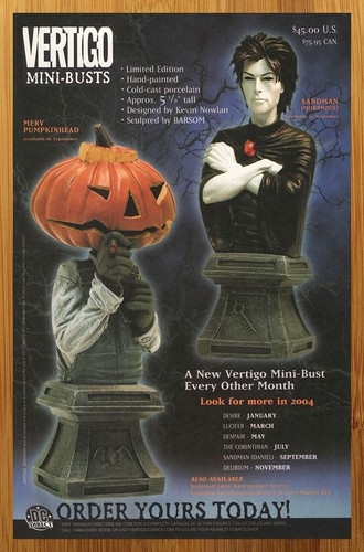 2004 Sandman/Merv Pumpkinhead Mini Busts Print Ad/Poster Neil Gaiman ...