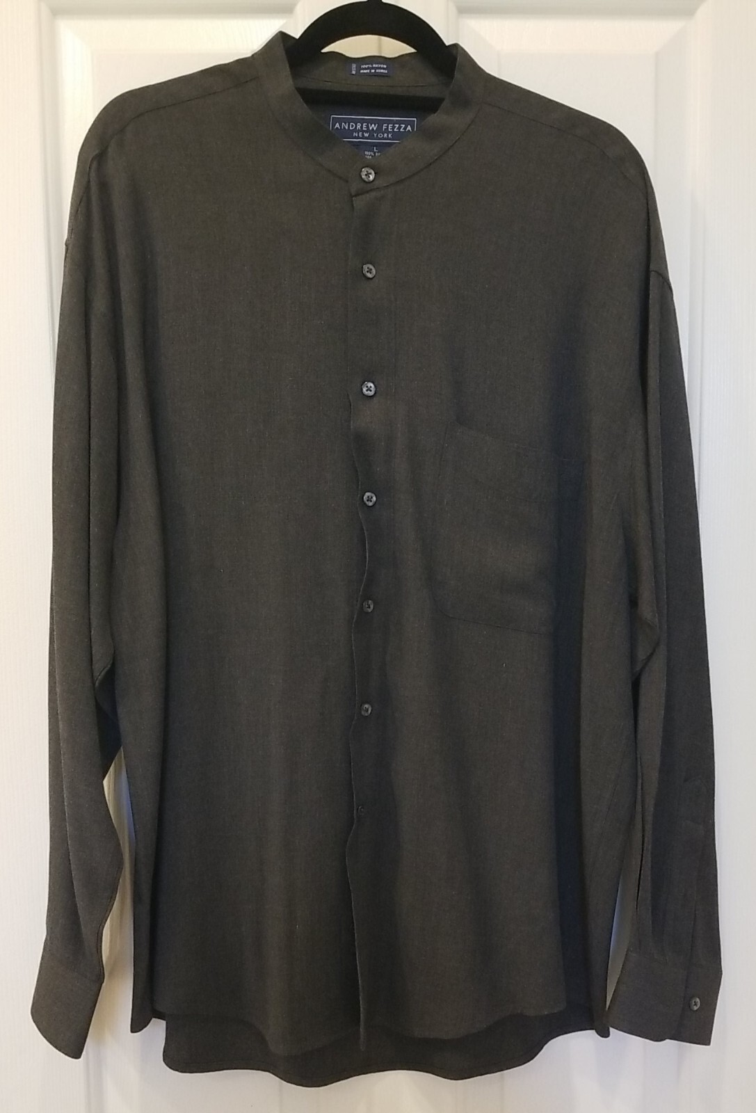 ANDREW FEZZA New York Button Up Down Mens Shirt Gray … - Gem