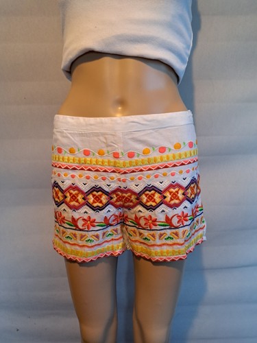 Boston Proper EMBROIDERED SHORTS Beach Resort Cruise Vacation White ...