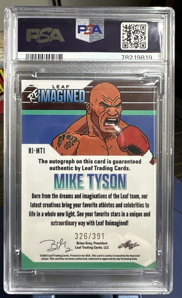 2023 Leaf Reimagined Boxing #RIMT1 Mike Tyson AUTO 326/391 PSA GEM-MINT ...