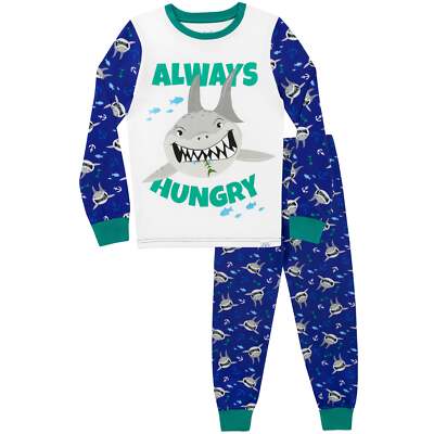Shark Pyjamas Kids Boys 6 7 8 9 10 11 12 13 Years PJs Long Sleeve Set ...
