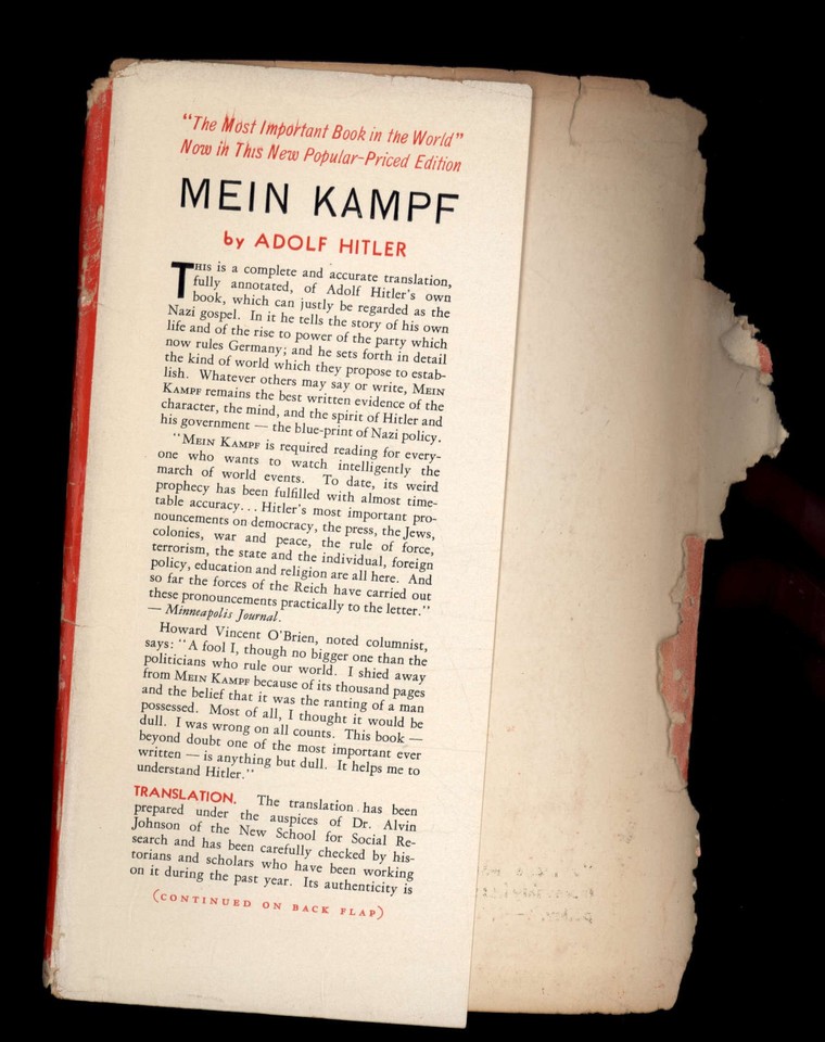 MEIN KAMPF by Adolf Hitler * 1941 20th Impression Reynal & Hitchcock ...
