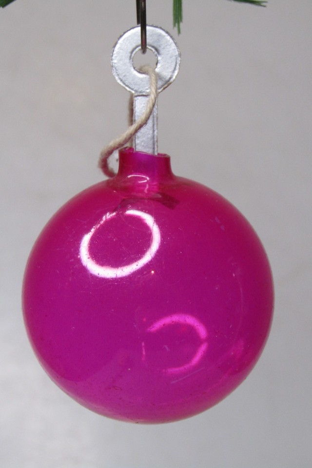 Vintage Unsilvered Glass WWII era Paper Cap Pink BALL Christmas ...