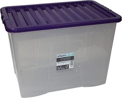 Wham 4 Pack of 80 Litres Storage Boxes, 60 CM X 40 CM X 42 CM (Purple ...