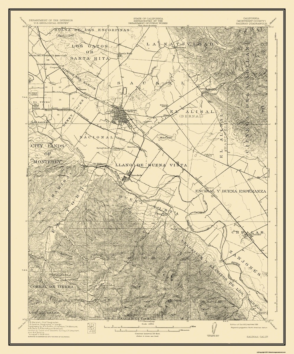 Map Of Salinas California County Of Monterey | Interesting Water