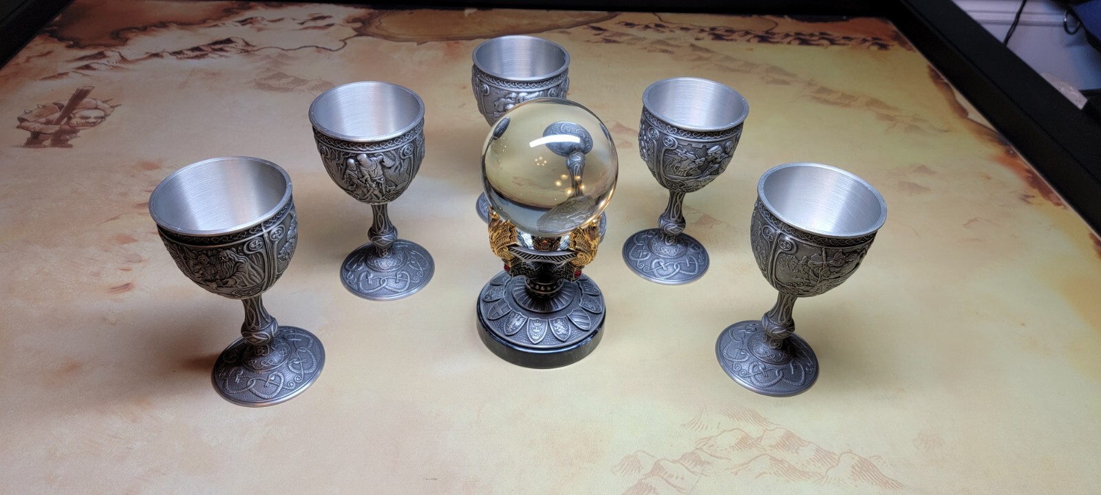 Franklin's Mint Legends Of Camelot - 5 Goblet Set and Merlin's Crystal ...