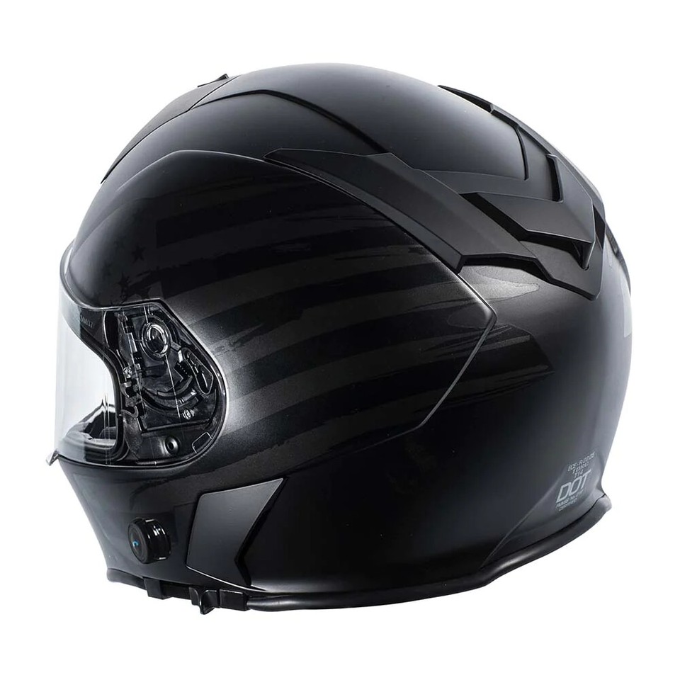 Torc T14 BLUETOOTH Full Face Dual Visor Motorcycle Helmet Black Flag | eBay