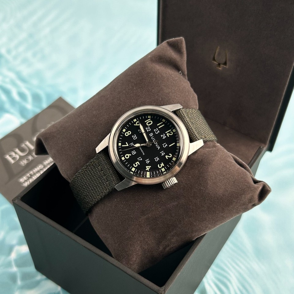 Bulova Men's 96A259 Military VWI Special Edition Hack Black Automatic ...