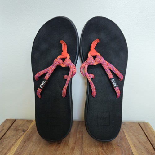 Teva Mush Mandalyn Wedge Ola 2 Shoes Womens Size 7 Black Pink Flip Flop ...