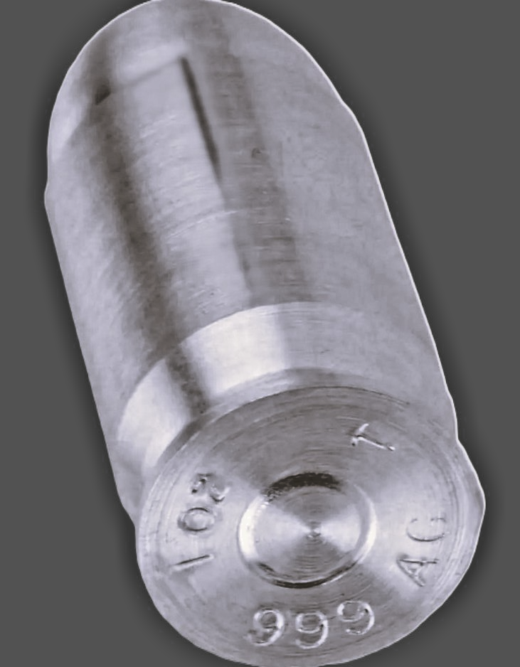 SILVER BULLET ACP 45 CALIBER 1 TROY OZ. FINE SILVER BULLION 999 BULLET ...