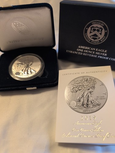 2019-S 1oz Silver American Eagle Enhanced Reverse Proof Coin With COA ...