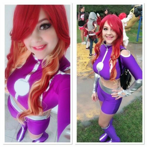 Starfire Cosplay Wig Women Long Wavy Wave Curly Wigs Fire Orange Red Ombre Hair | eBay