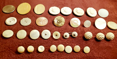 ANTIQUE & VICTORIAN ERA BUTTONS, LOT 33- MIXED COLLECTION, CELLULOID ...