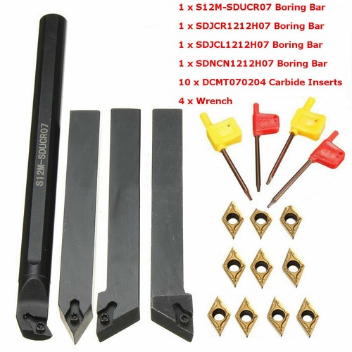 12mm Lathe Turning Tool Holder Boring Bar + 10pcs DCMT0702 Carbide ...