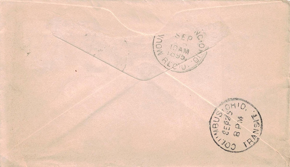 1895 Triadelphia via Columbus to Mount Sterling, Ohio Cancels on Cover ...