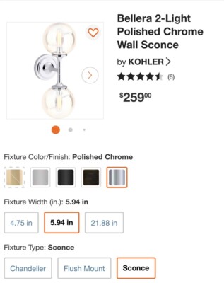 Bellera 2-Light Polished Chrome Wall Sconce | eBay