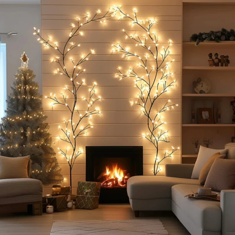 Willow Vine Branch String Lights, 144LED USB Powered, 7-setting lights ...
