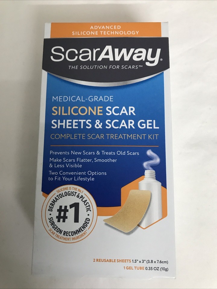 ScarAway Medical-Grade Silicone Scar 2 Sheets 1,5X3, Gel 10 g Exp 01/27 ...
