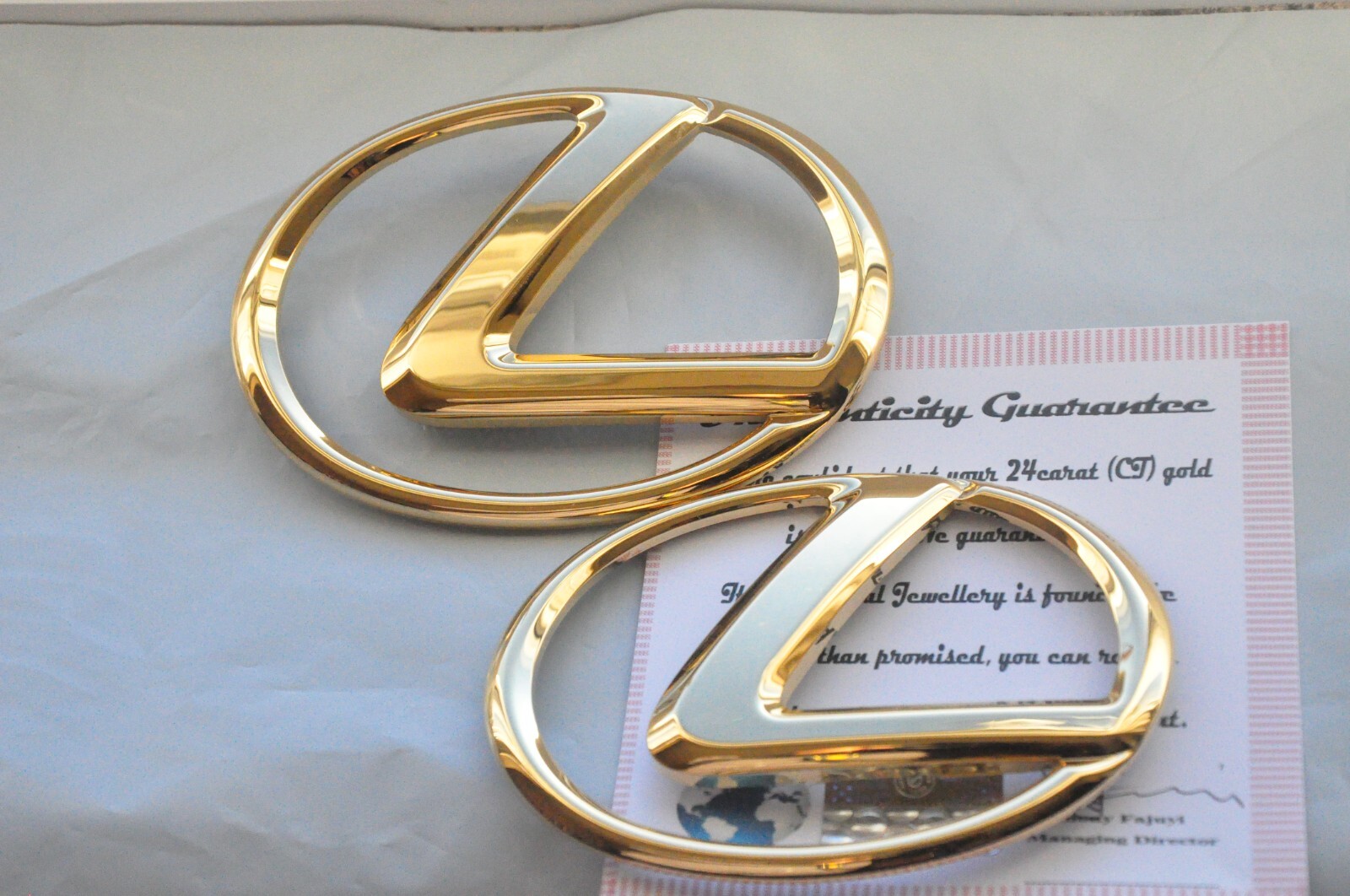 24K Gold Plated Lexus Badge RZ LS UX RX LC GX NX ES RC Car Front and ...