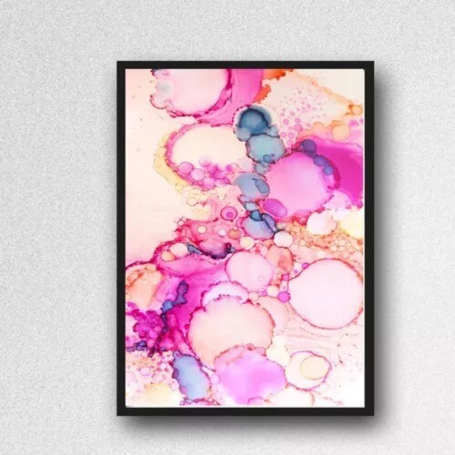 Watercolour pink ink print picture gloss Print poster UNFRAMED wall art ...