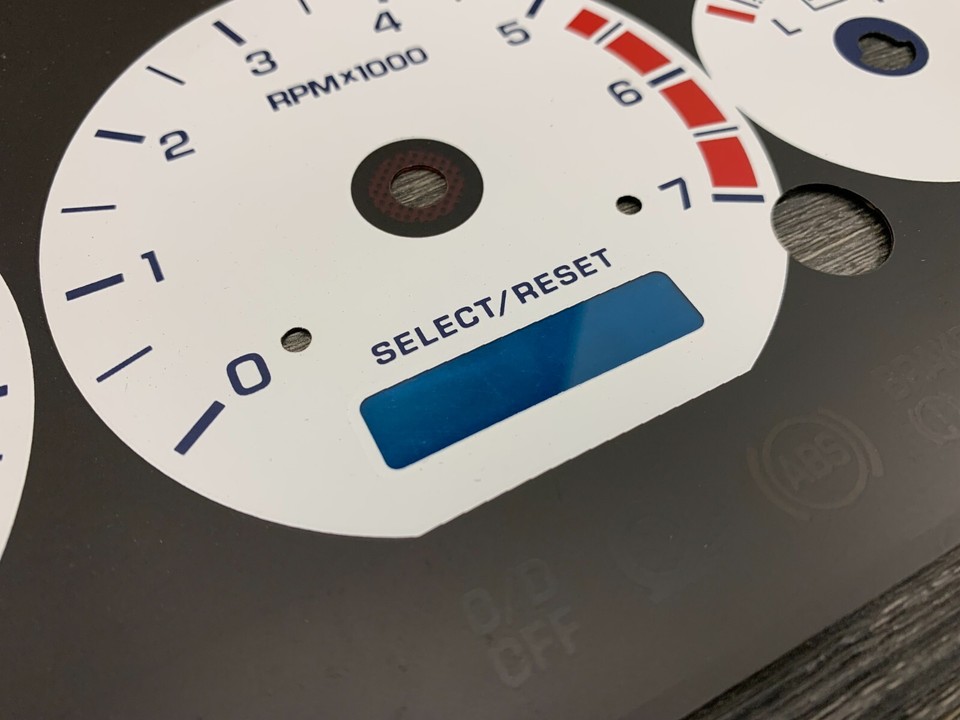 1999-2001 Ford Mustang V6 White Faced Gauge Face Inner Overlay 120 MPH ...