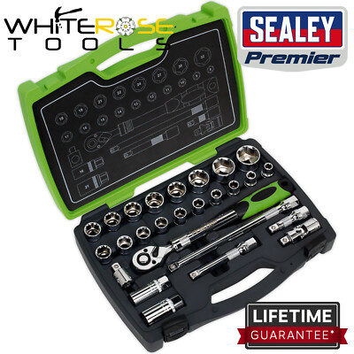Sealey Socket Set Premier 26pc 1/2"Sq Drive 6pt WallDrive® Metric ...