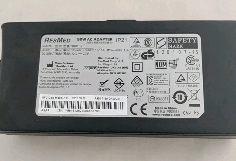 ResMed 369102 90W AC Adapter IP21 Power Supply (Tested) | eBay