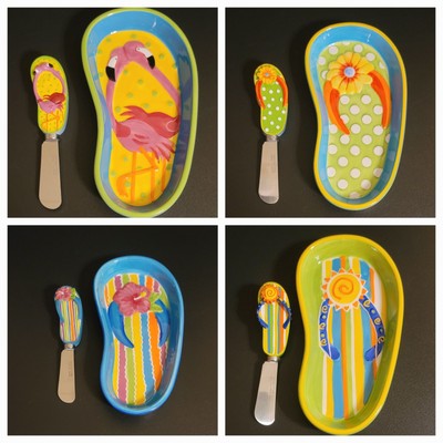 Beach Theme Tropix Flip Flop Dipping Bowls w/ Spreaders (Set of 4) | eBay