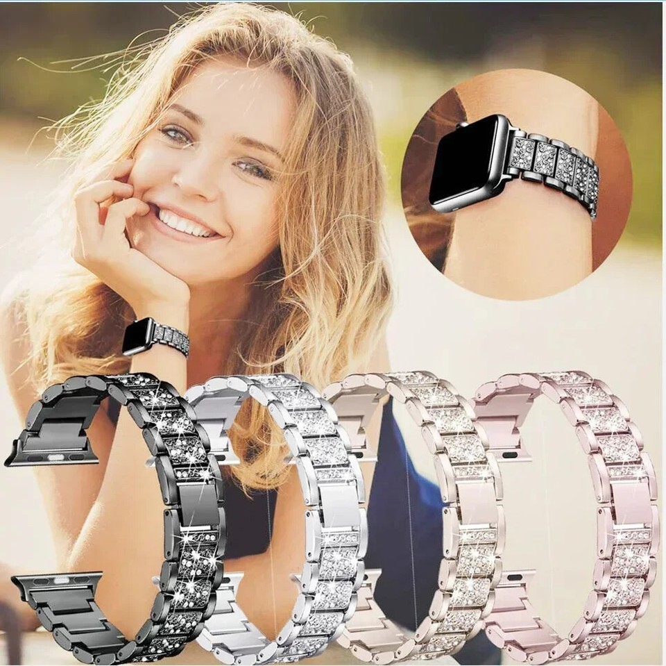 Bling Diamond Strap For Apple Watch Band Series 11 10 9 SE 6 5 4 Ladies ...