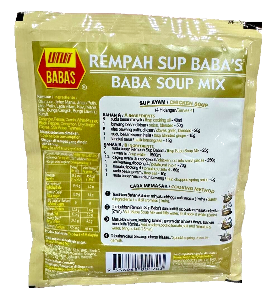Babas Herbs & Spices Soup Mix /Rempah Sup Babas 25g x 5 Packs | eBay