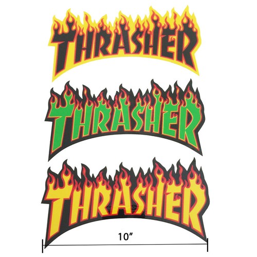 Thrasher Magazine Flame Fire Logo Sticker 10" Skateboard Decal 3 Color ...