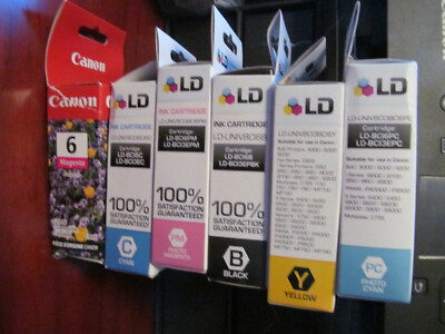 LD 6 Pack BCI6 Black & Color Ink Cartridge Set for Canon S800 S820 BJC ...