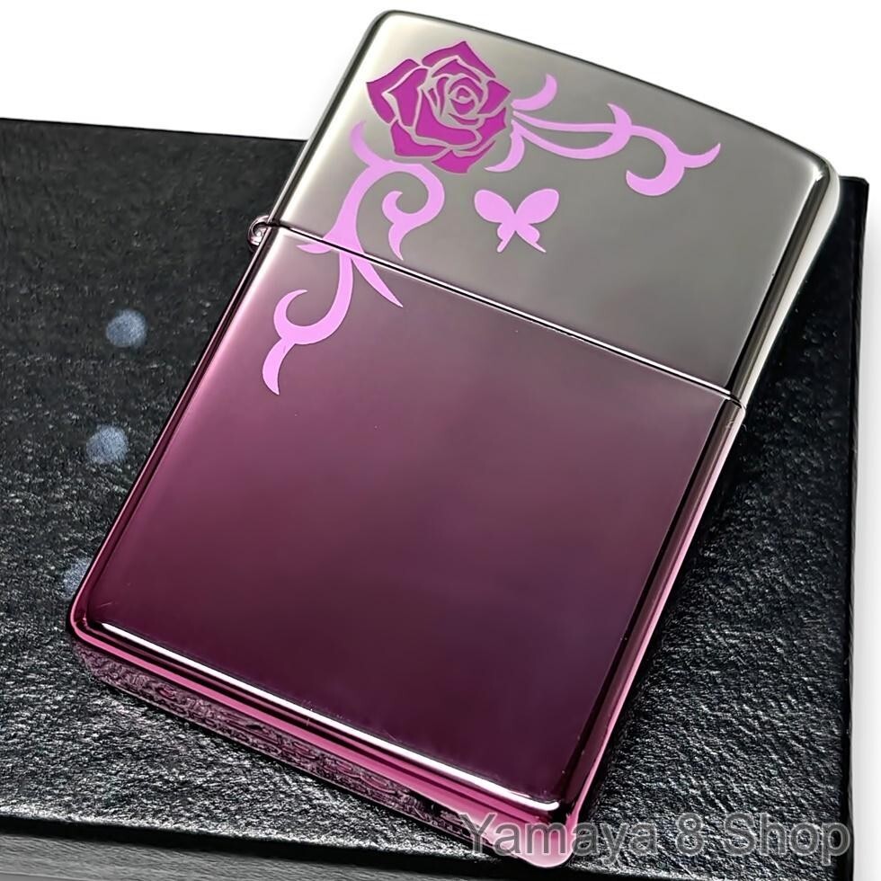 Zippo Rose Gradation Mysterious Pink Silver Print Design Mirror Finish ...