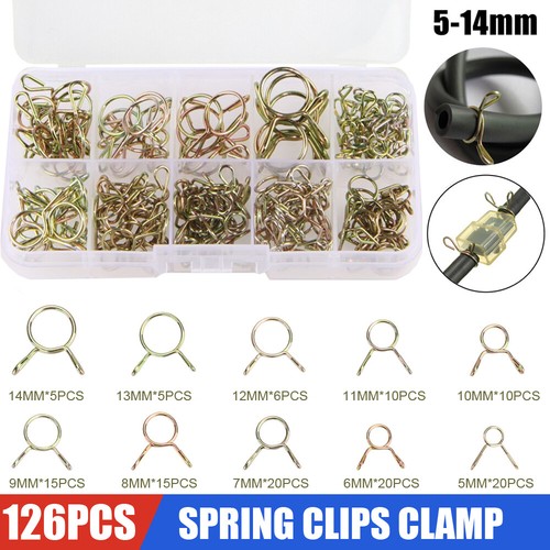 126Pcs 5-14Mm Zinc Plated Spring Clips Gear Hose Fuel Line Clamp W ...