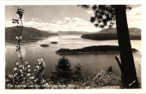 Beautiful Lake Pend Oreille from Hope Idaho RPPC Real Photo Postcard ...