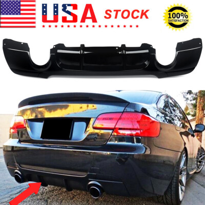 Glossy Black Dual Exhuast Rear Diffuser For BMW E92 E93 335i M Sport ...