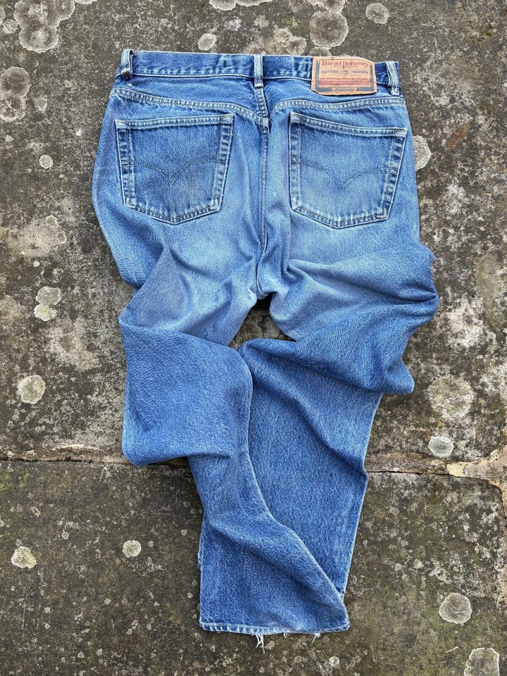 Diesel Jeans Mens 34x32 Blue Keetar Italy Made Light Washed Out Faded ...