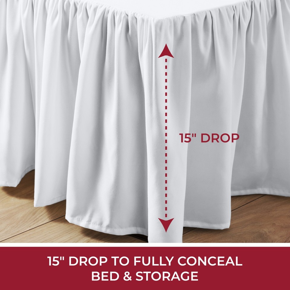 Mellanni Bed Skirt 15-Inch Tailored Ruffled Drop, Bed Frame and Box ...