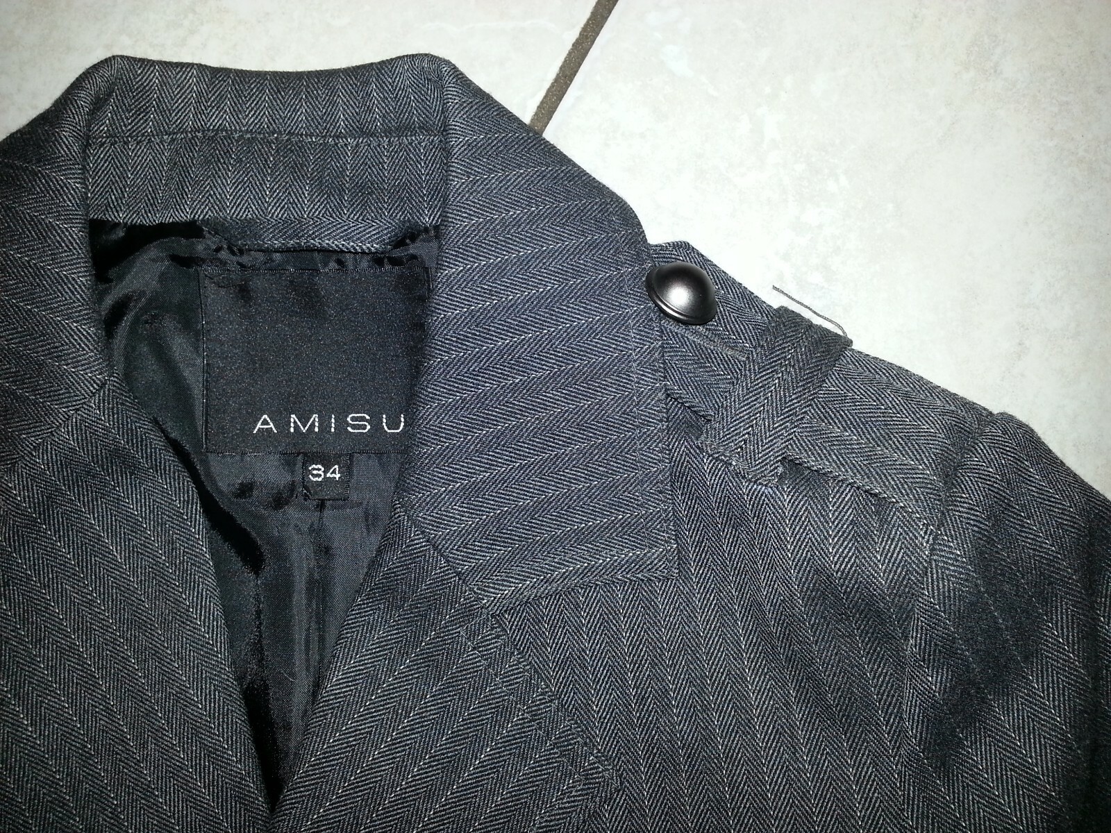 AMISU Jacke Gr. 34 dunkelgrau mit NadelstreifenSehr guter Zustand | eBay.de