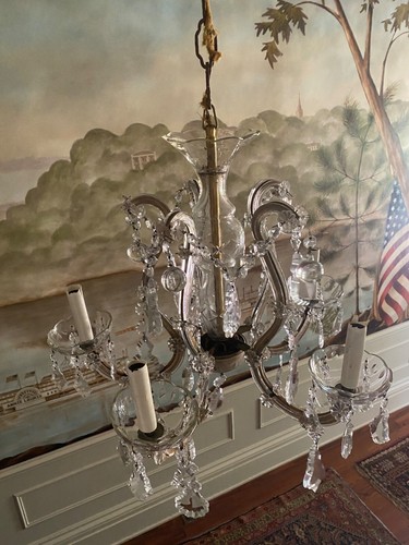 Vtg 5-arm Crystal Chandelier with Venetian Rosettes | eBay