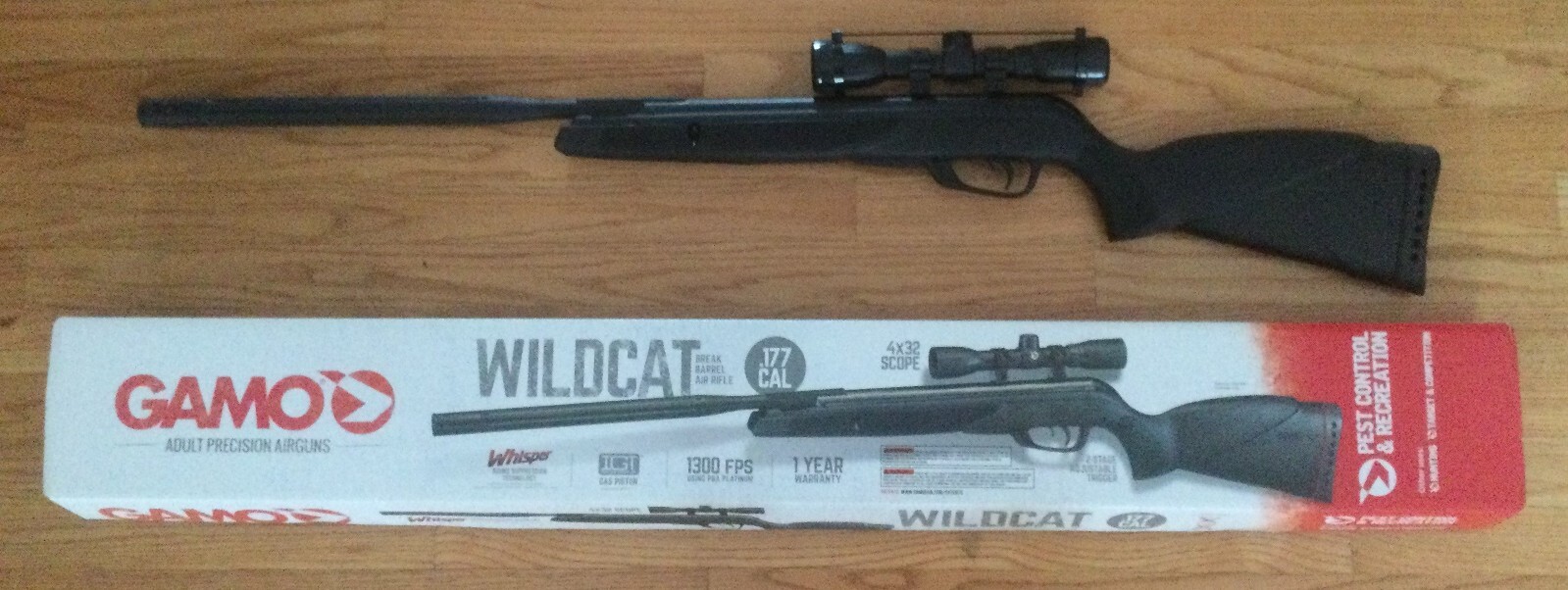 Gamo Wildcat Whisper .177 Cal Pellet w 4x32mm Scope Air Rifle ...