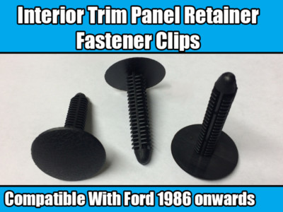 10x Clips For Ford 1986 On Interior Trim Panel Retainer Fastener Black ...