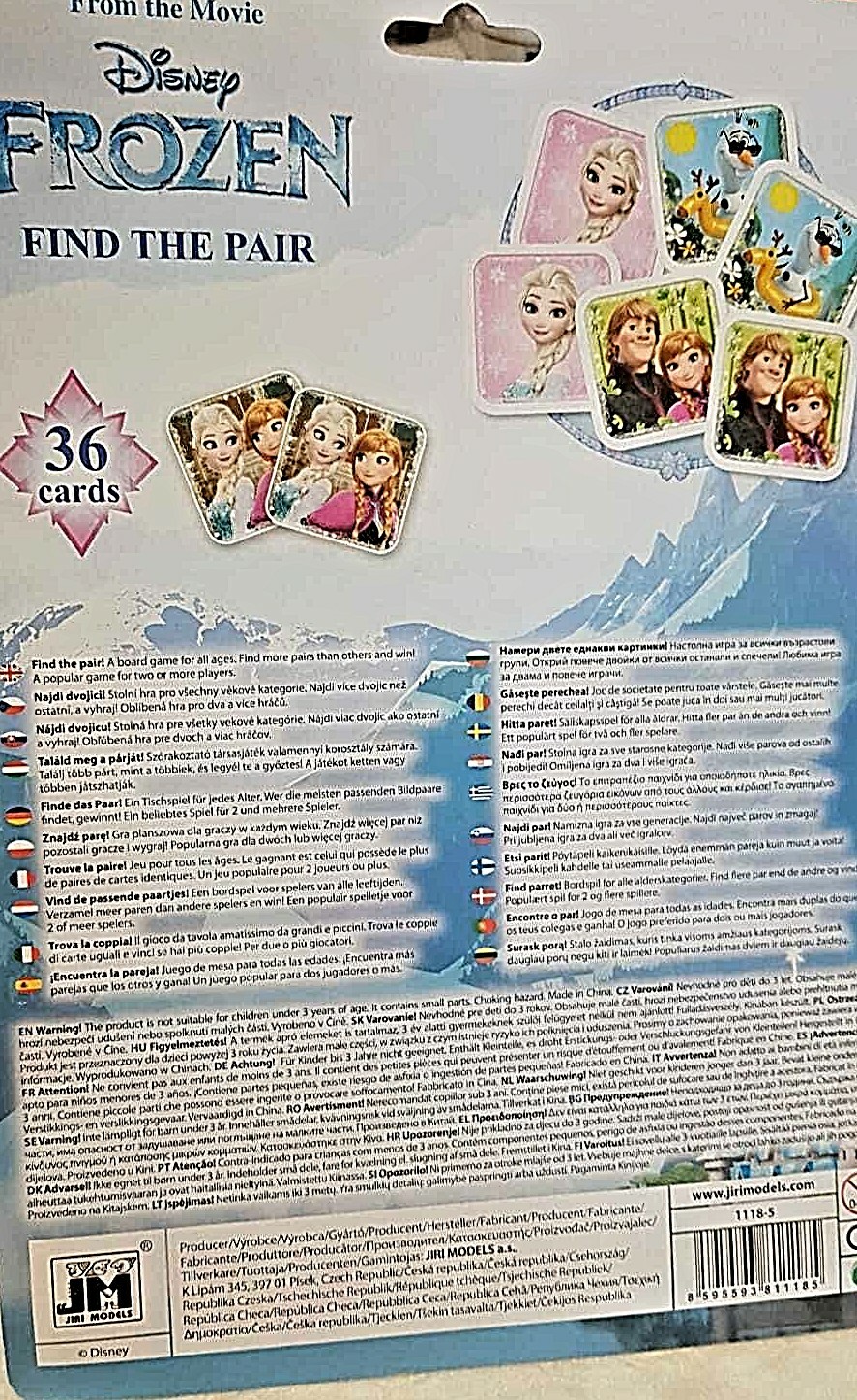 Frozen Anna And Elsa - Game Memory 36 Card Find The Pair - Disney New ...