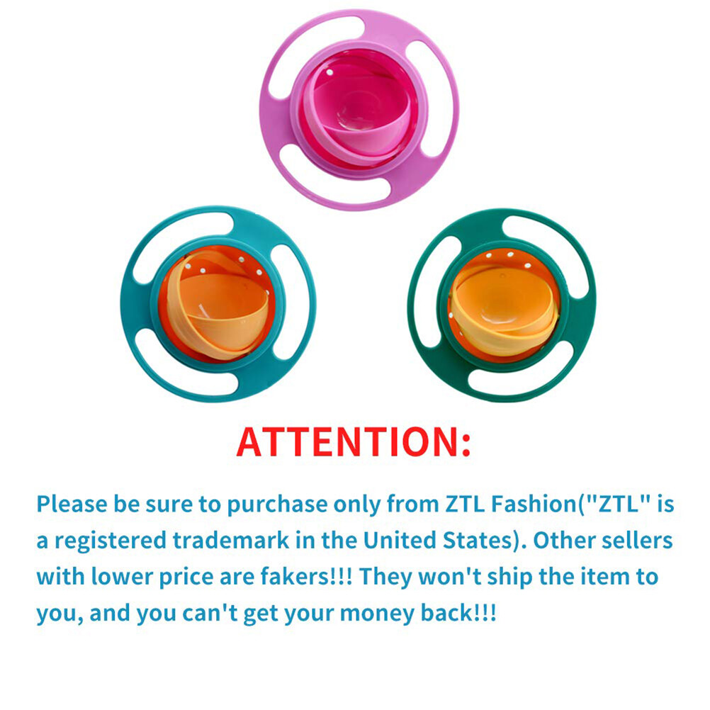 Baby Rotating Bowl Lovely Safe Gyroscopic Bowl Spillproof PP Funny For ...