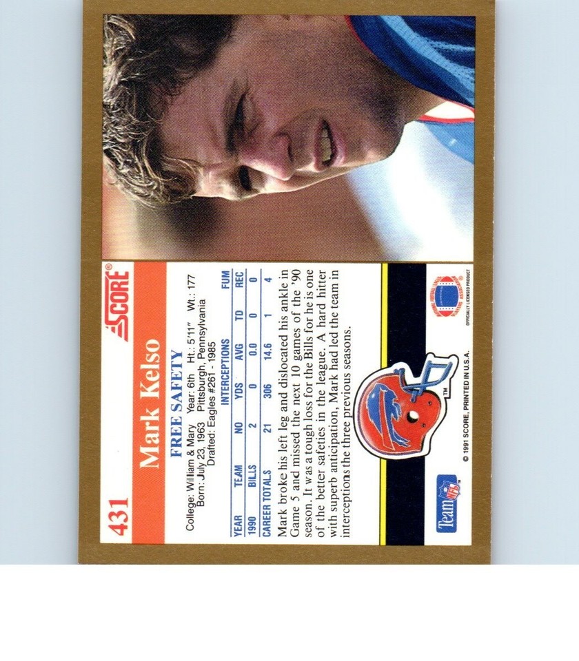 1991 Mark Kelso Bills 431 Score Football Trading Card | eBay