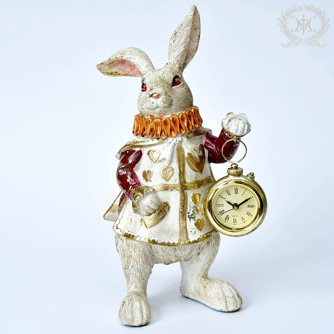 Alice In Wonderland White Rabbit Clock Statue Antique Style 9.6inch ...